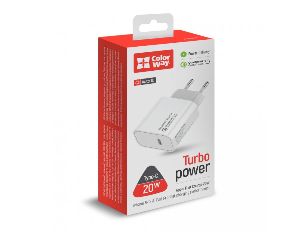 Ładowarka sieciowa ColorWay Port zasilania USB Type-C 20 W V2 Biały ...